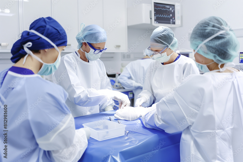 pristine white and blue clinic environment, the teamwork and dedication ...