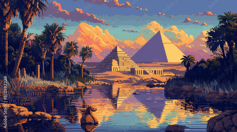 pixel art of ancient egypt dungeon background battle scene in RPG old ...