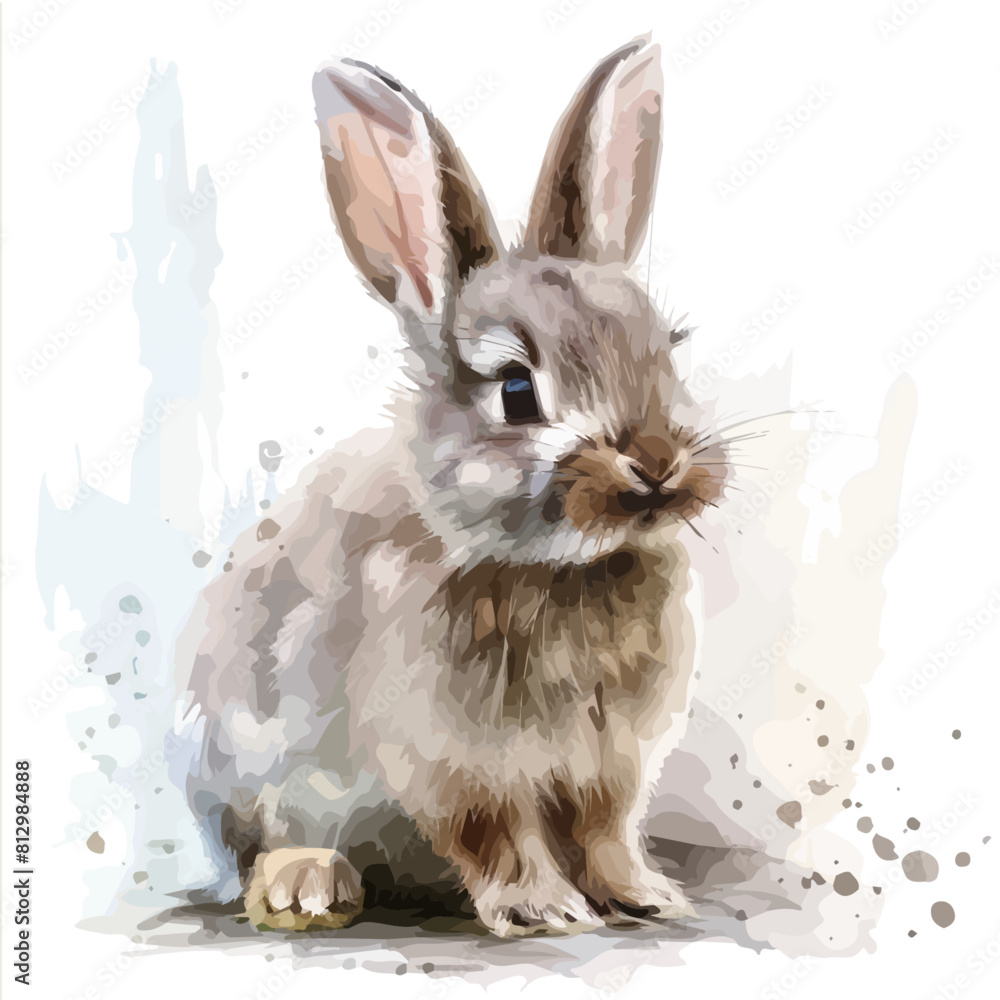 Watercolor of a rabbit, isolated on a white background, rabbit vector ...