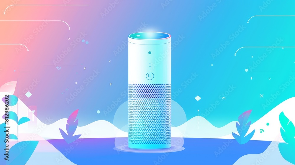 Smart assistants flat design side view voice commands theme water color ...