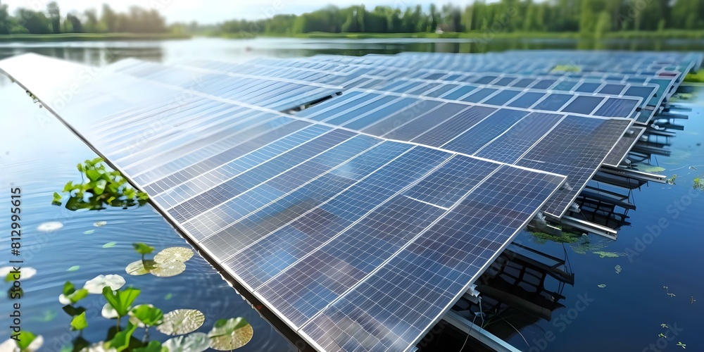 Solar panels floating in water create a large renewable energy solar ...