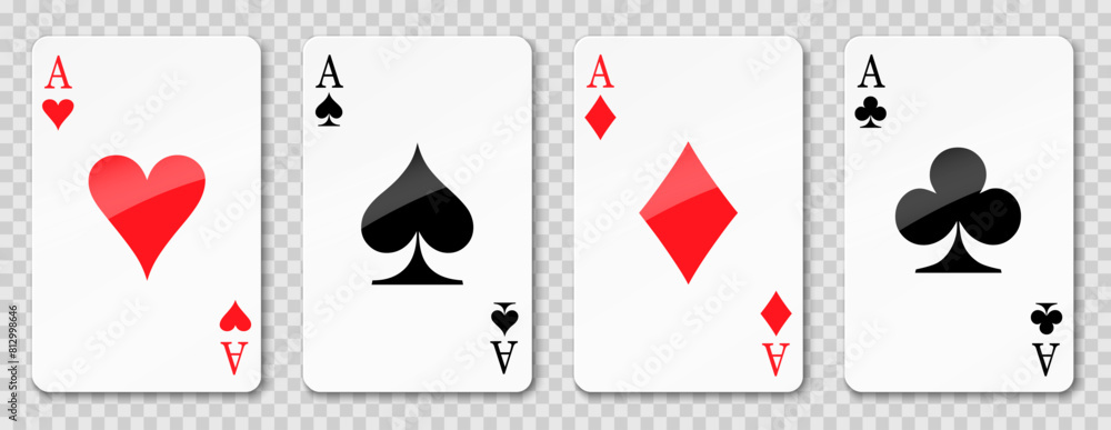 Ace card suit set isolated, playing cards symbols, aces playing cards ...