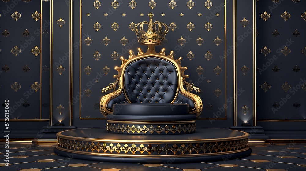Dazzling crown on a throne, Glowing crown, King, Ruler, Copy space ...