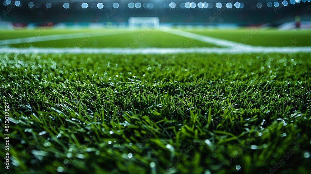 Deep green soccer field grass texture a uniform layer of artificial ...