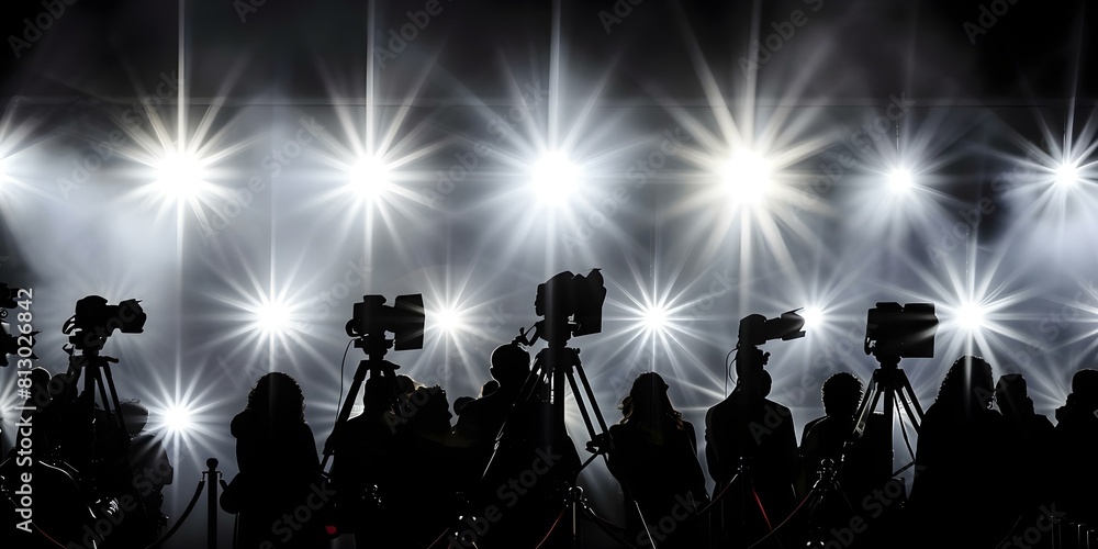 Photographers capture celebrities on the red carpet at night under ...