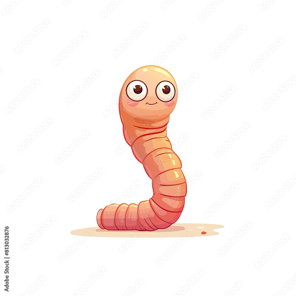Cute Worm Cartoon Its Tiny Form Wriggling, Cartoon Illustration Stock ...