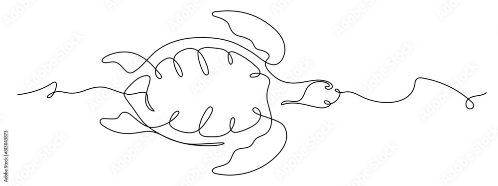 Sea turtle single line art vector drawing. Abstract minimal hand drawn ...