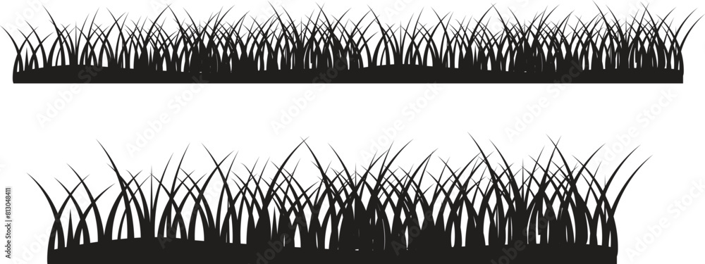 Grass silhouette vector on transparent background Stock Vector | Adobe ...