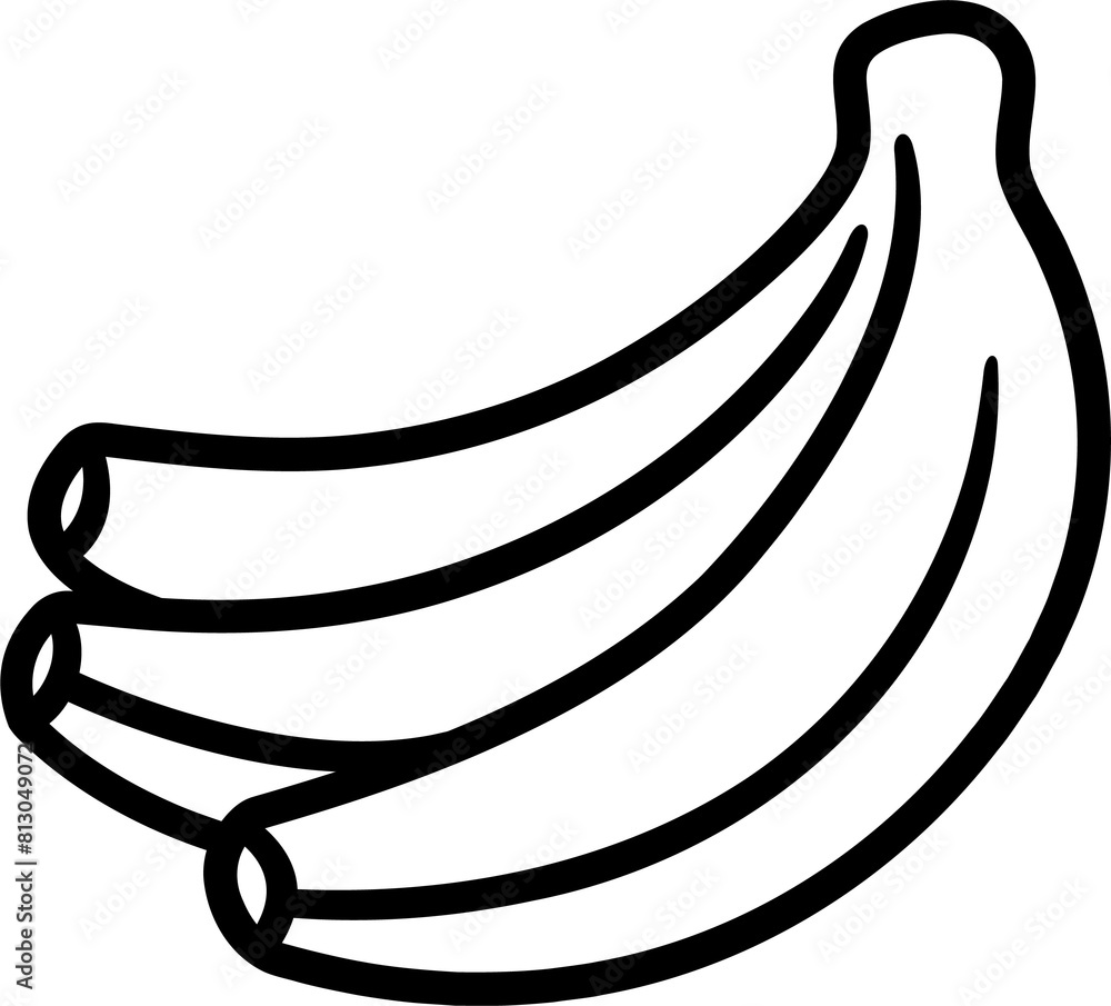 Hand drawn bananas doodle icon. Black and white banana bunch. Simple ...
