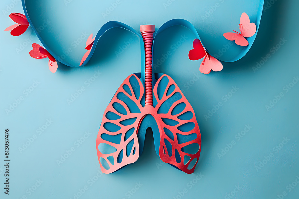 Paper lungs representing lung health on a blue backdrop Stock Photo ...