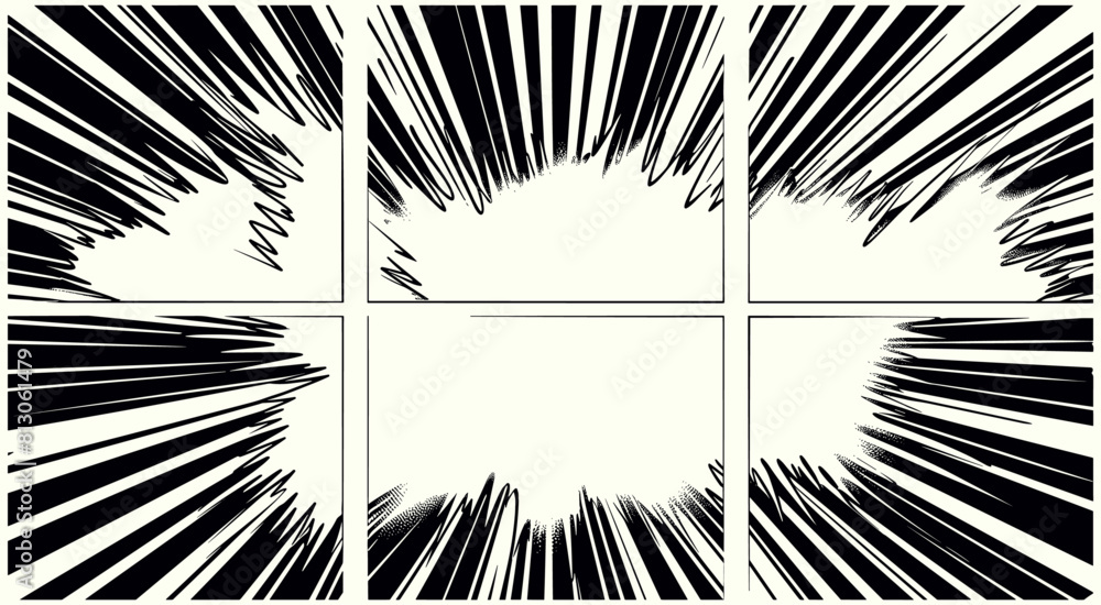 Vector illustration of Rectangle manga frame template, Anime cartoon ...