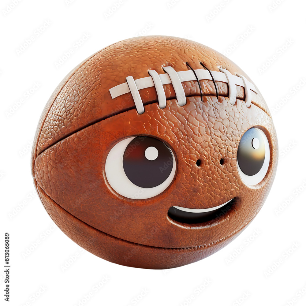 Cute american football face on transparent background. Sports equipment ...