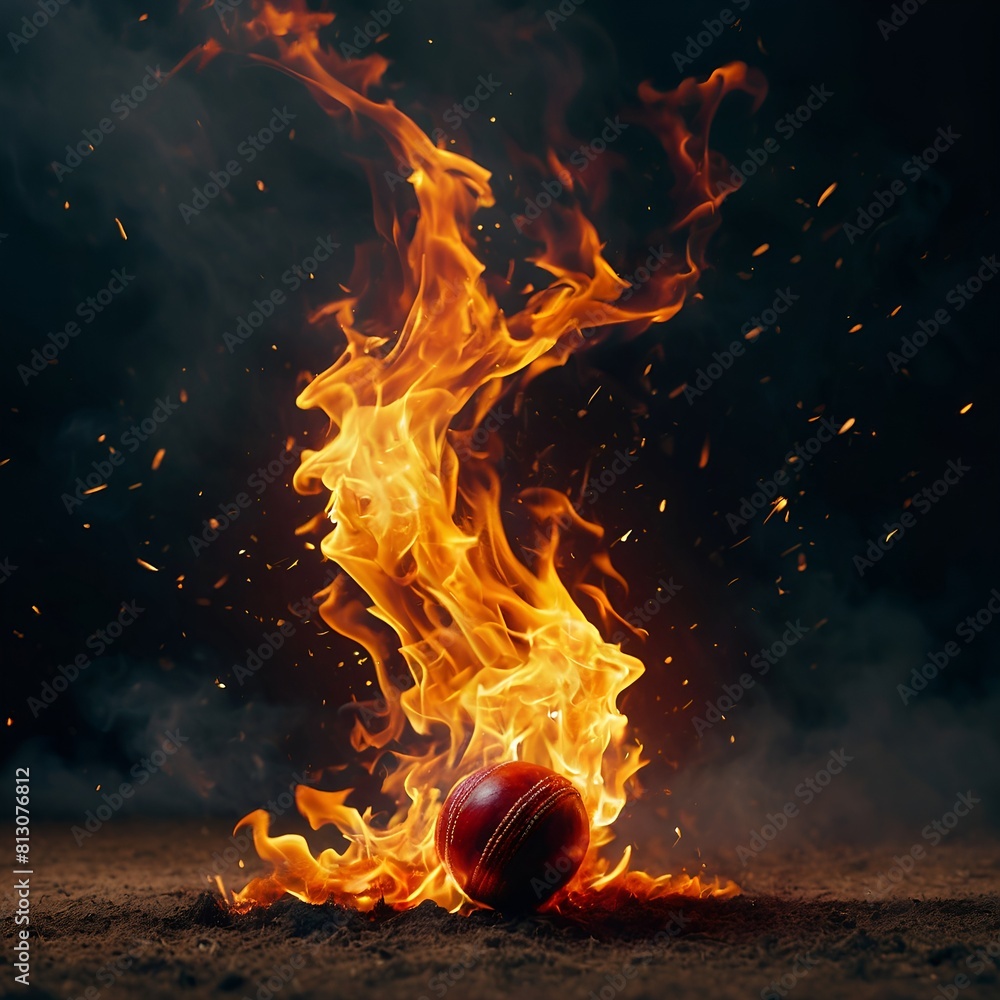 Cricket ball on fire Cricket World Cup A fiery cricket ball in motion ...