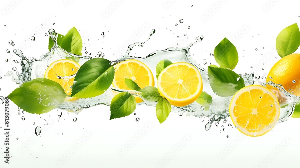 Lemon water splash isolated on a white transparent background, png ...