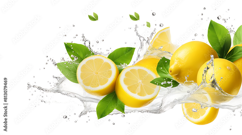 Lemon water splash isolated on a white transparent background, png ...
