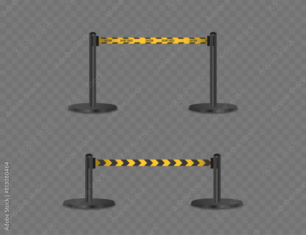 Metal Posts Connected By Yellow Caution Ribbon With Do Not Cross ...