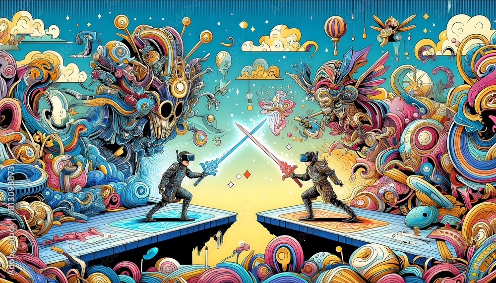 Engage in doodle-style VR duels wielding a sword alongside guide ...