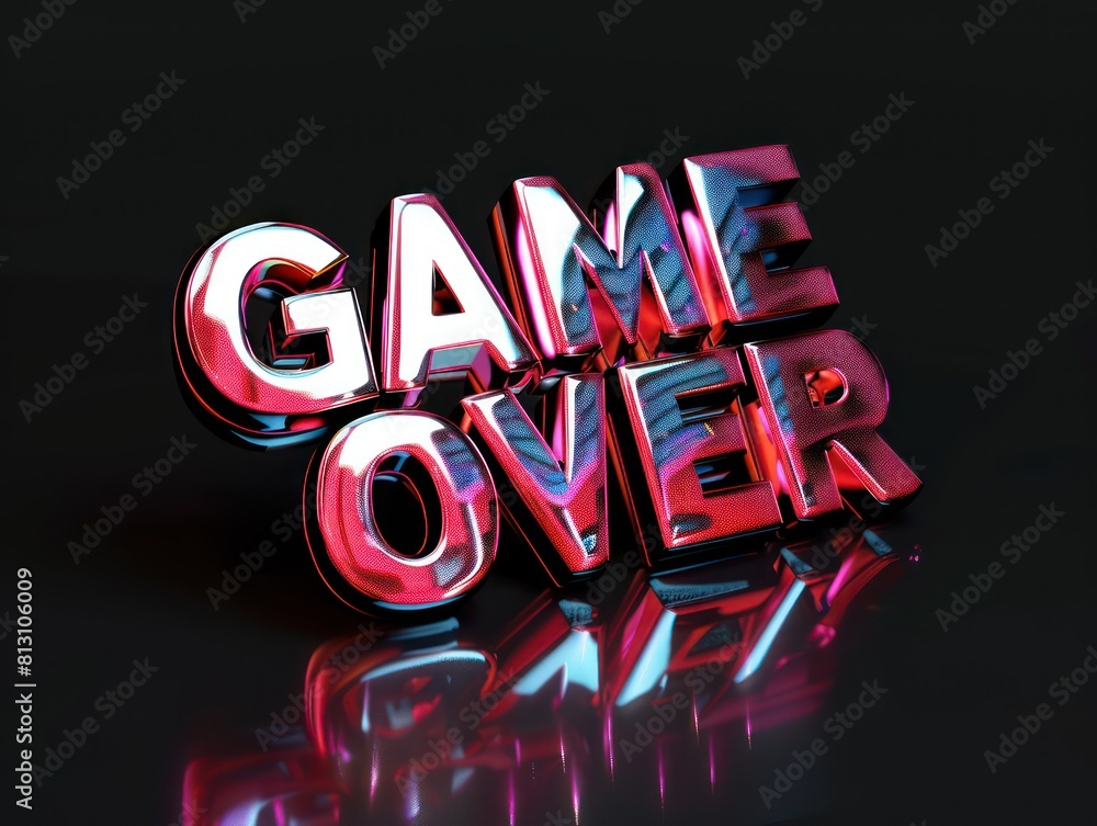 game over, 3d logo chrome texture, black background Stock Illustration ...