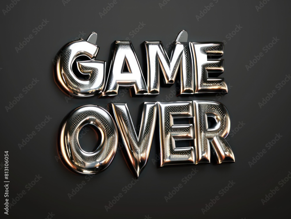 game over, 3d logo chrome texture, black background Stock Illustration ...