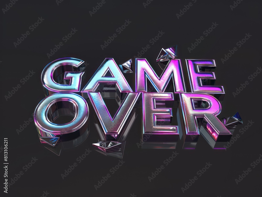 game over, 3d logo chrome texture, black background Stock Illustration ...