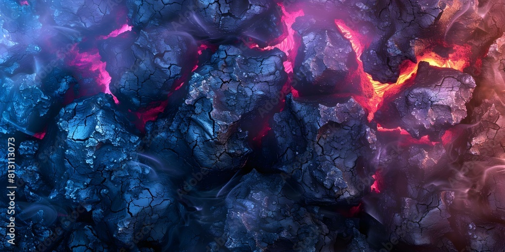 Fiery lava rock backdrop with molten lava texture for a wide banner ...