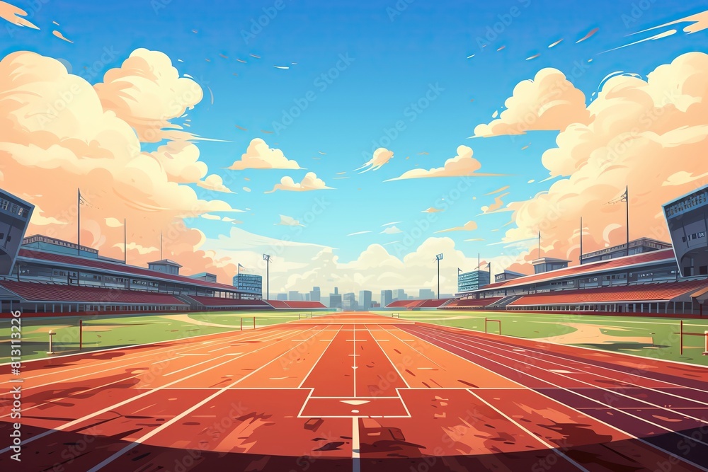 Track field flat design front view competitive racing theme cartoon ...