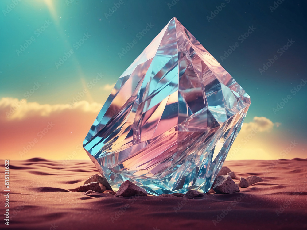 Crystal Prism with light splitting into rainbow colors, beautiful solid ...