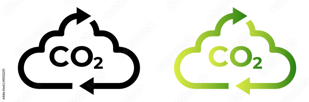 Co2 carbon dioxide cycle icon. Co2 emissions neutral symbol Stock ...