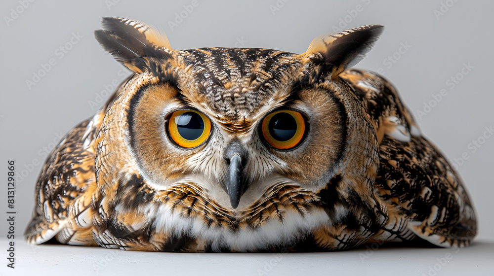 Eagle Owl Bubo bubo close up great horned owl portrait, Great horned ...