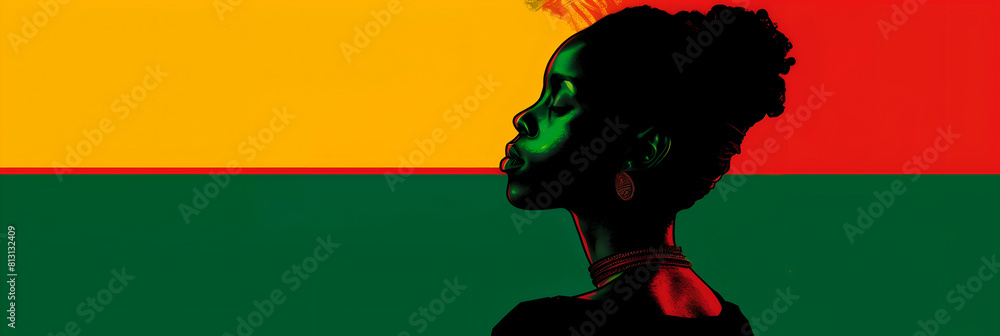 Pan-African pride, silhouette of African woman, cultural representation ...