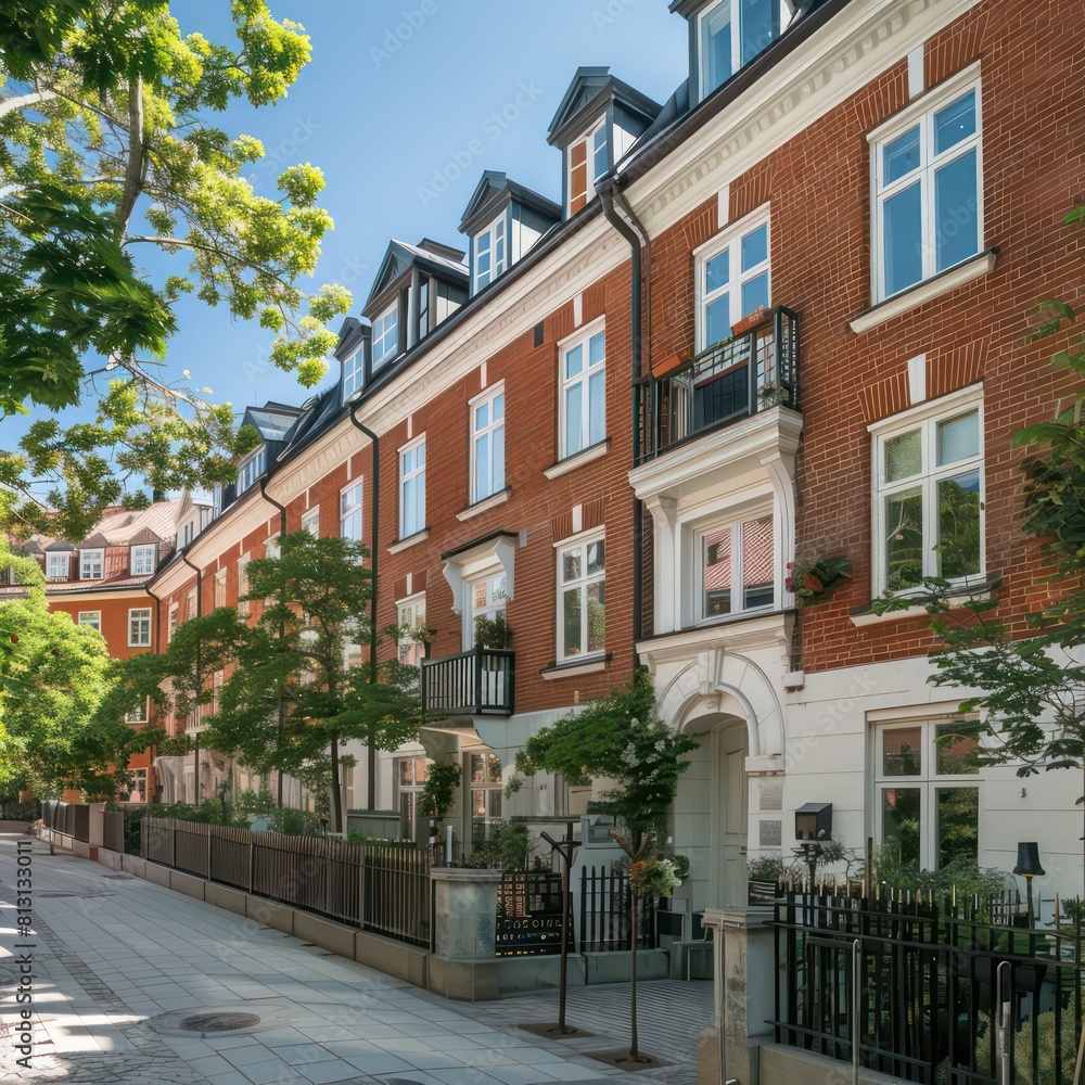 townhouse, architecture aligned in rows and embodying the principles of ...
