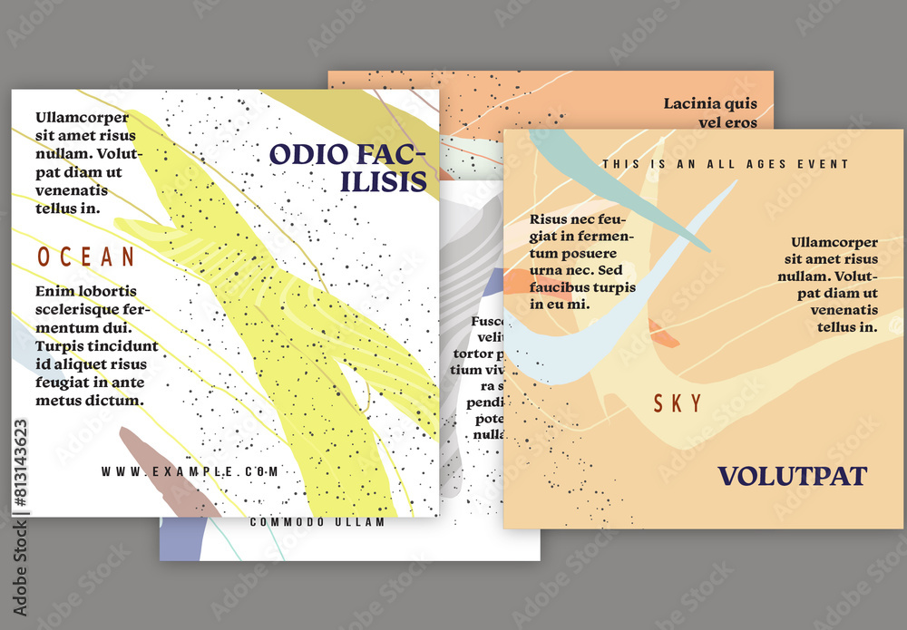 Social Media Square Post Layout Overlapping Blobs Textured With Spots ...