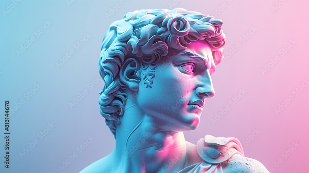 Modern Greek Sculpture-Inspired Artwork with Contemporary Color Palette ...
