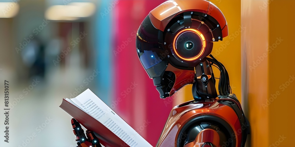 Humanoid robot learning through reading or analyzing data showcasing ...