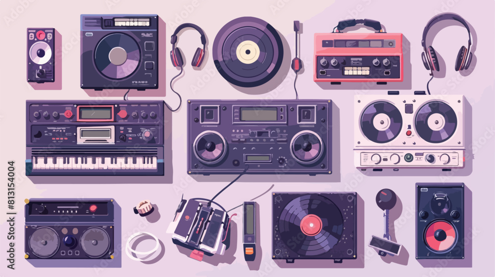 Nostalgia for 90s disco party vector posters set. R Stock Vector ...