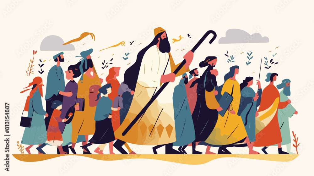Old Testament exodus israelites of Egypt with Moses Stock Vector ...
