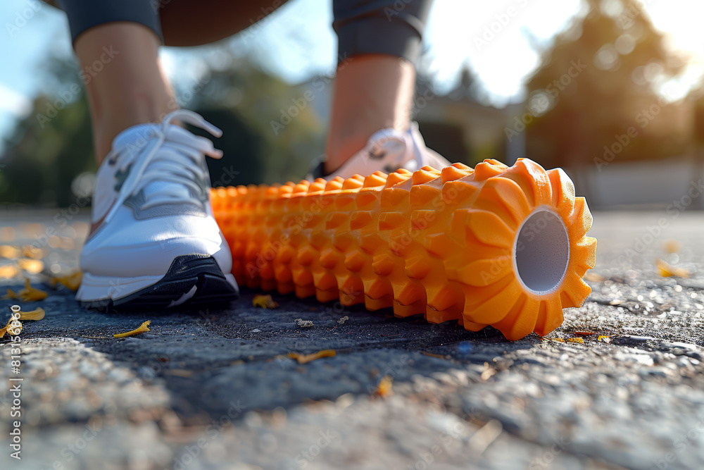 A Person Using A Foam Roller For Self Myofascial Release Easing Muscle Tension And Improving