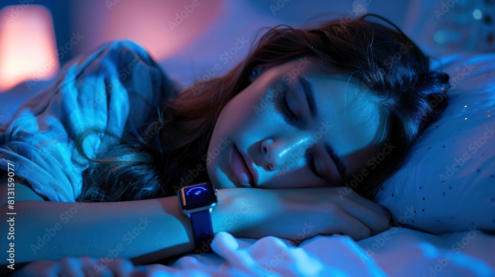 Explore The Technology Of Sleep Tracking As A Girl Monitors Her Rest ...