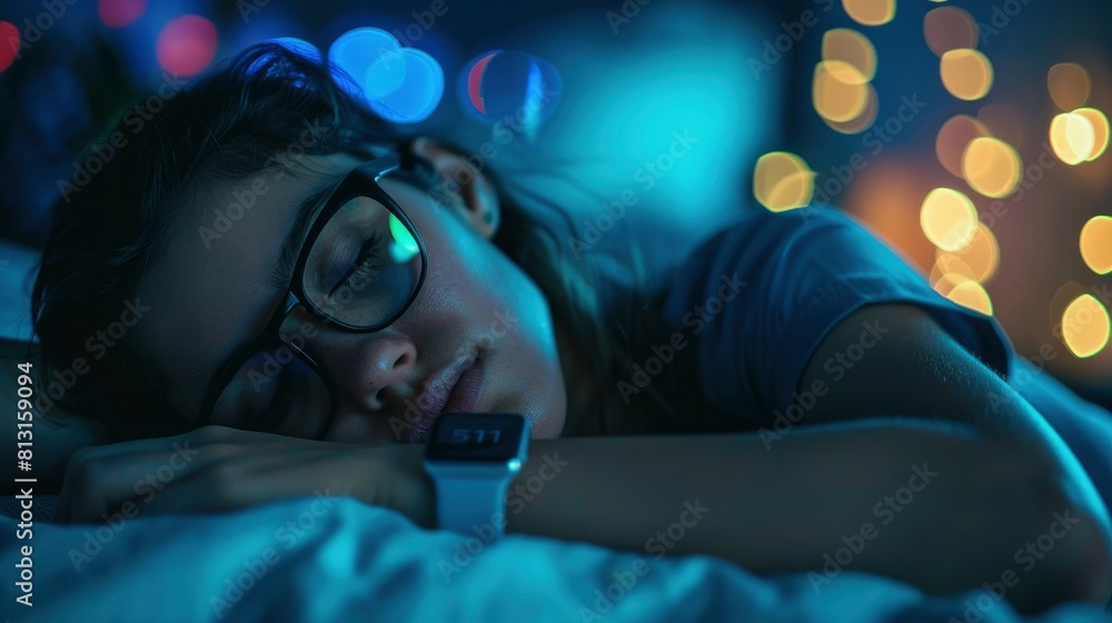 Explore The Technology Of Sleep Tracking As A Girl Monitors Her Rest ...