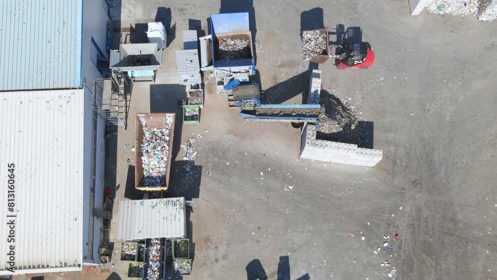 Loader And Conveyor Machine At Work In Recycling Scrapyard Facility ...