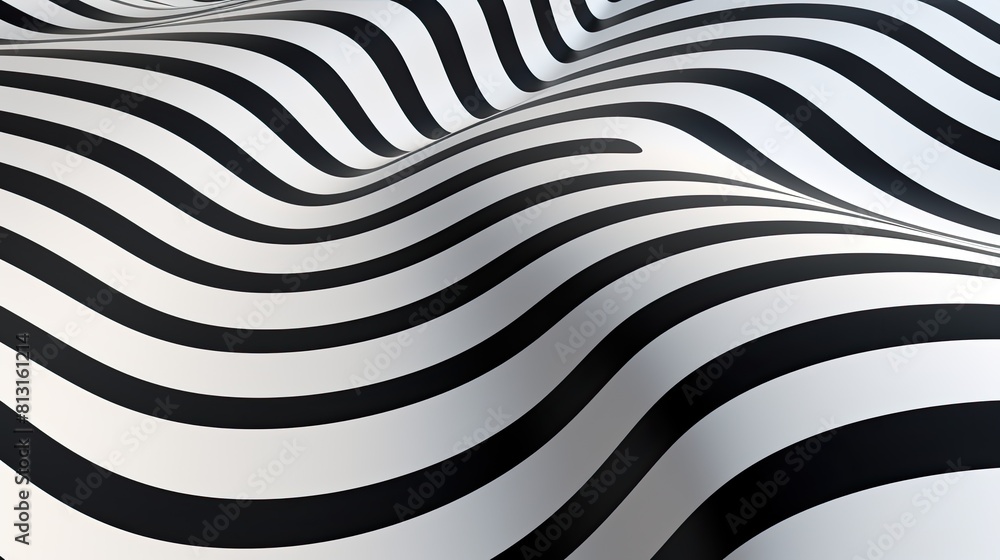 Black and white design. Pattern with optical illusion. Fabric with wavy ...