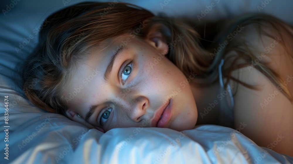 Picture A Teenage Girl Waking Up From Her Sleep, Her Expression ...