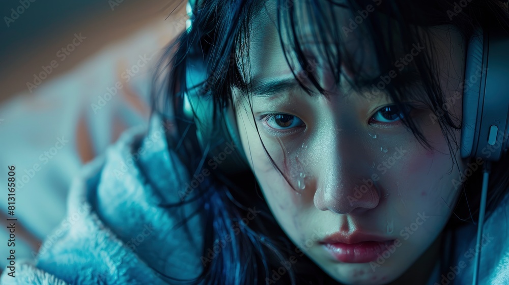 See The Close-Up Of A Young Asian Girl, Consumed By Media Addiction ...