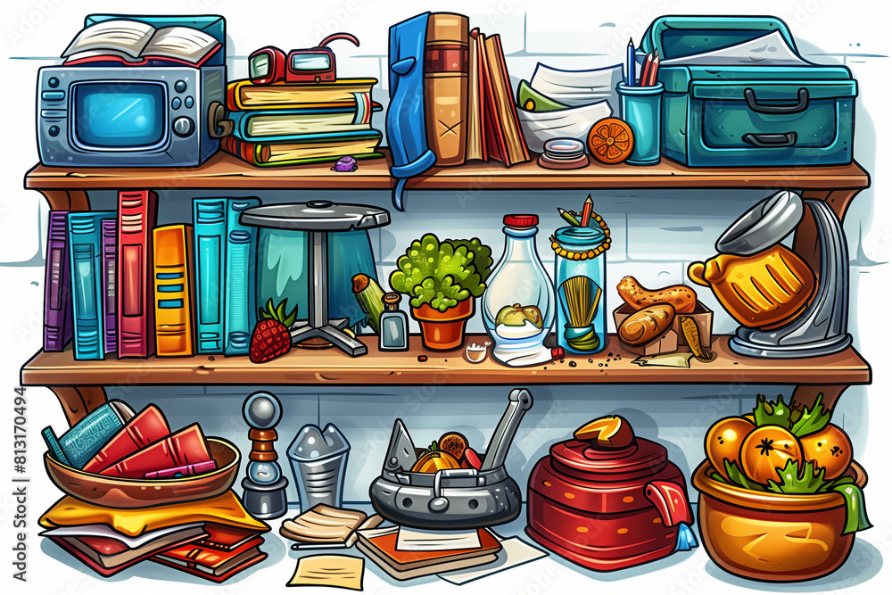 Children's Toy Collection: Cartoon-themed vector illustrations of toys ...