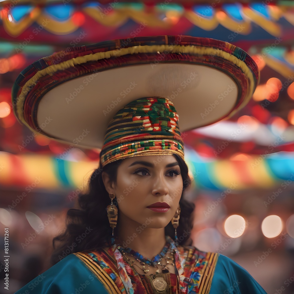 portrait of a woman in elaborate Native Mexican attire indigenous ...