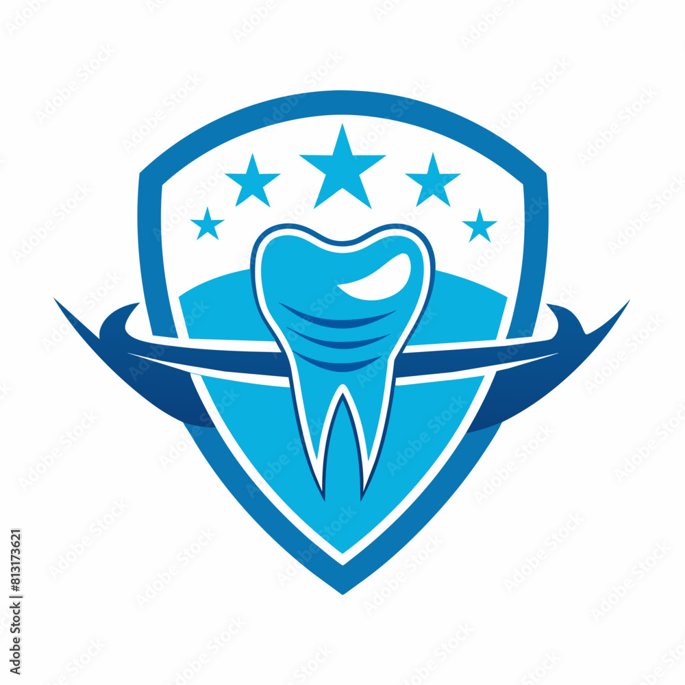 Create a high-resolution vector art illustration of a strong teeth dental logo concept placed ...