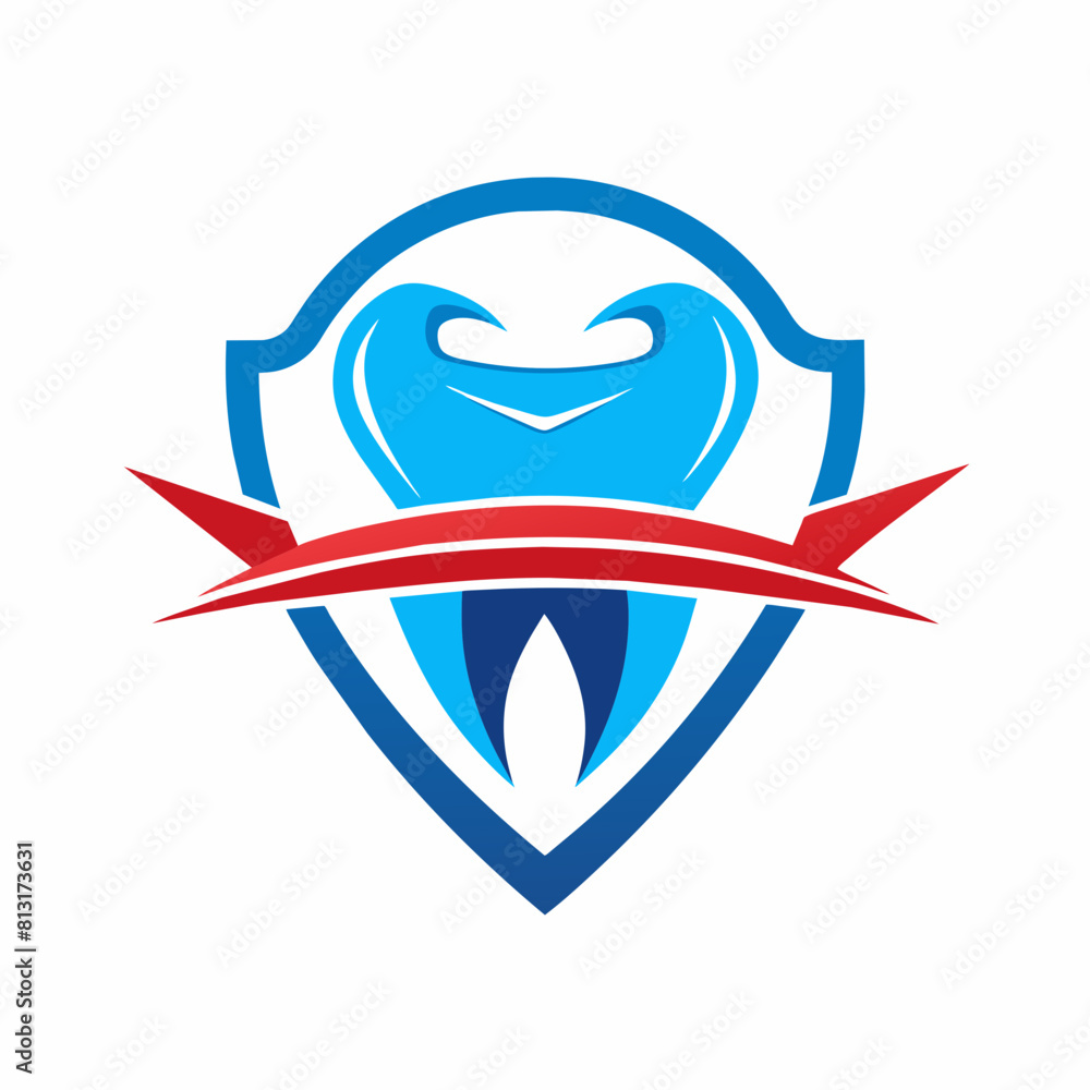 Create a high-resolution vector art illustration of a strong teeth dental logo concept placed ...