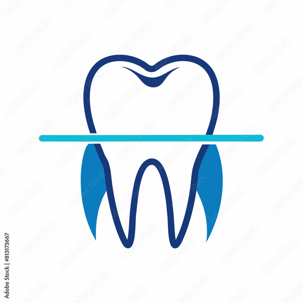 Create a high-resolution vector art illustration of a strong teeth dental logo concept placed ...