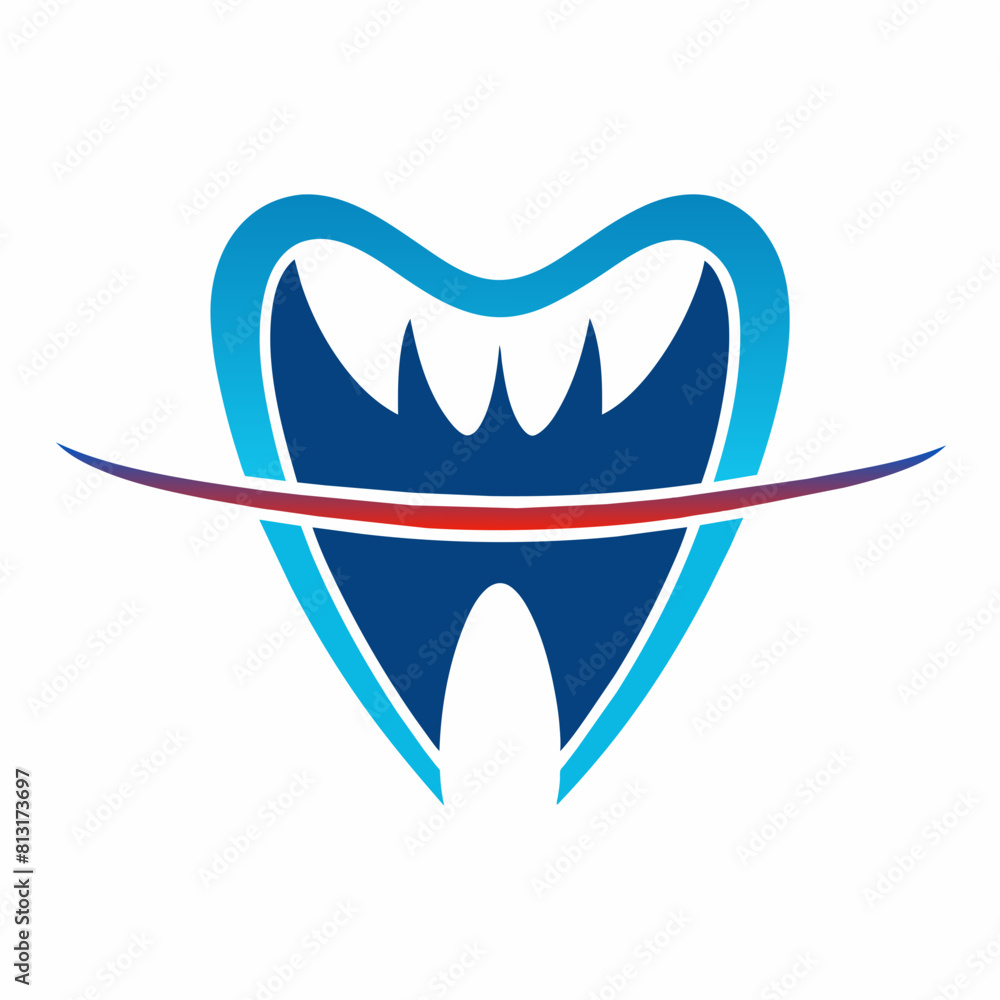 Create a high-resolution vector art illustration of a strong teeth dental logo concept placed ...