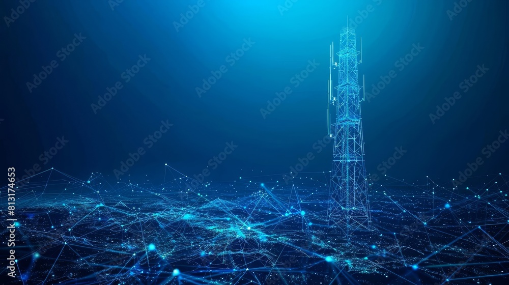 Fixed wireless access technology shown in low poly, enhancing broadband ...